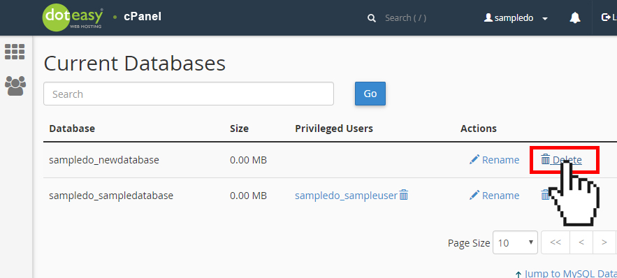 Deleting a database in cPanel | Doteasy Web Hosting Deleting a database in cPanel | Doteasy Web Hosting