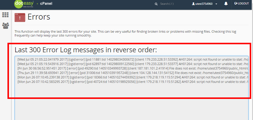 Understanding The Errors Metrics In Cpanel Doteasy